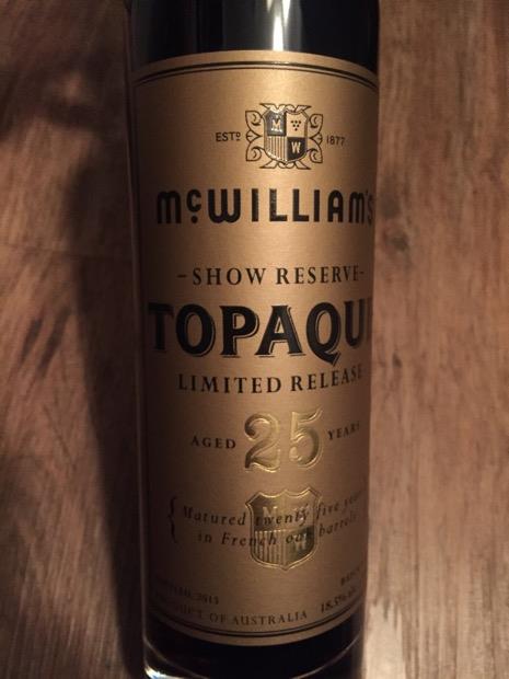 NV McWilliam's Topaque Limited Release Aged 25 Years Show Reserve ...