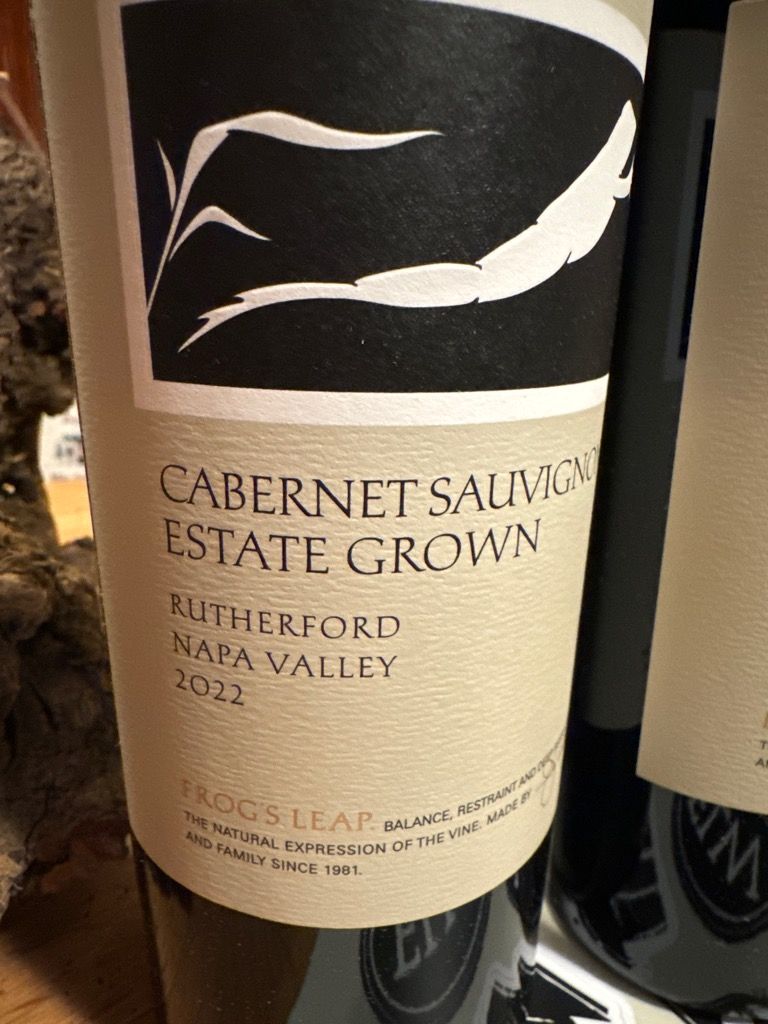 2022 Frog's Leap Cabernet Sauvignon Estate Grown Rutherford, USA ...
