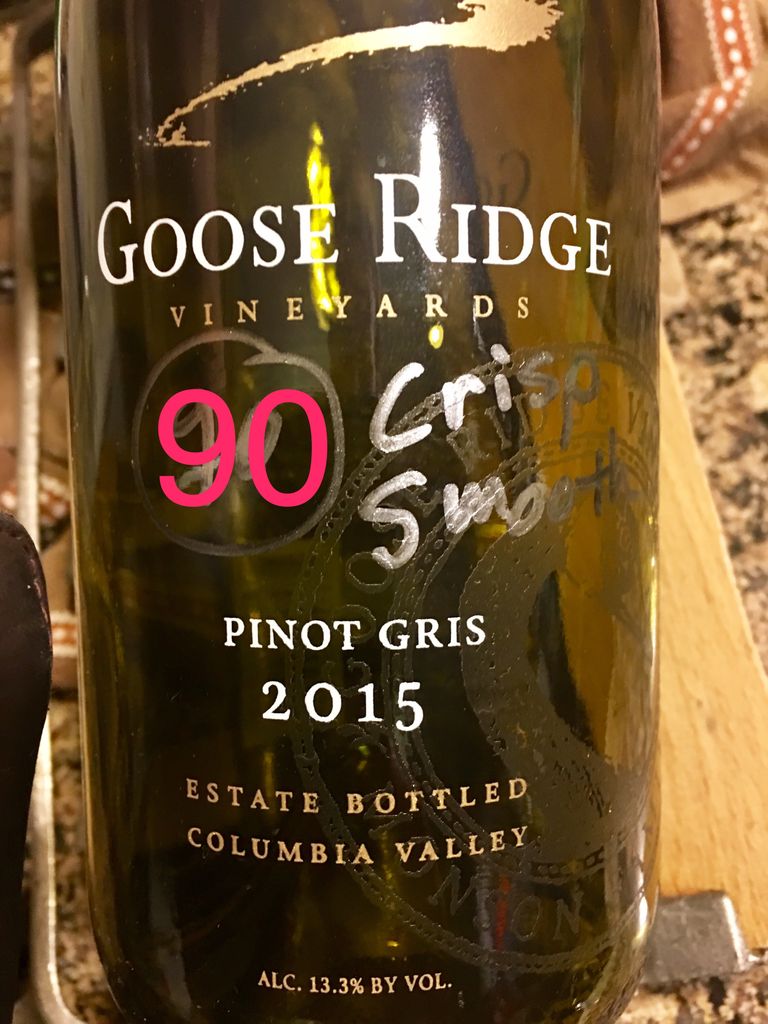 2015 Goose Ridge Vineyards Pinot Gris, USA, Washington, Columbia Valley ...