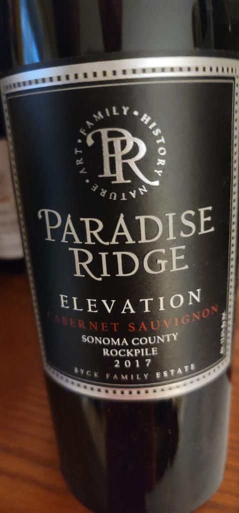 2017 Paradise Ridge Cabernet Sauvignon Elevation Rockpile, USA, California, Sonoma County ...