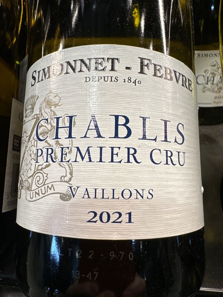 2021 Simonnet-Febvre Chablis 1er Cru Vaillons, France, Burgundy ...