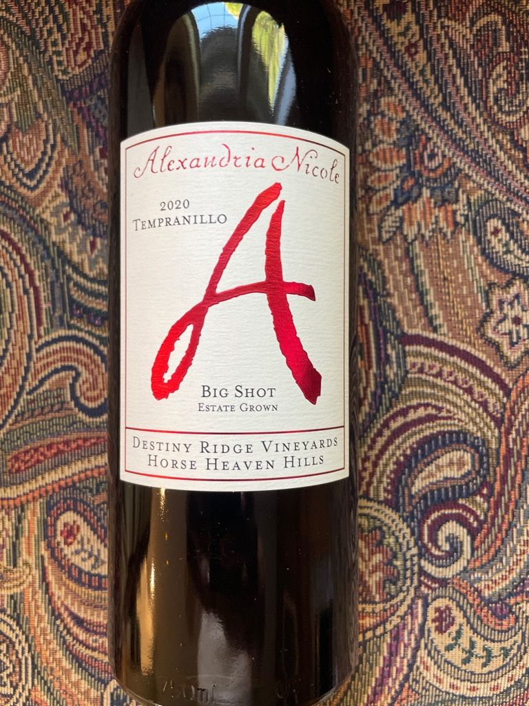 2020 Alexandria Nicole Tempranillo Big Shot Destiny Ridge Vineyards ...