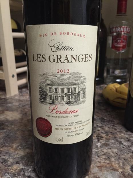 2012 Château Les Granges Bordeaux, France, Bordeaux - CellarTracker