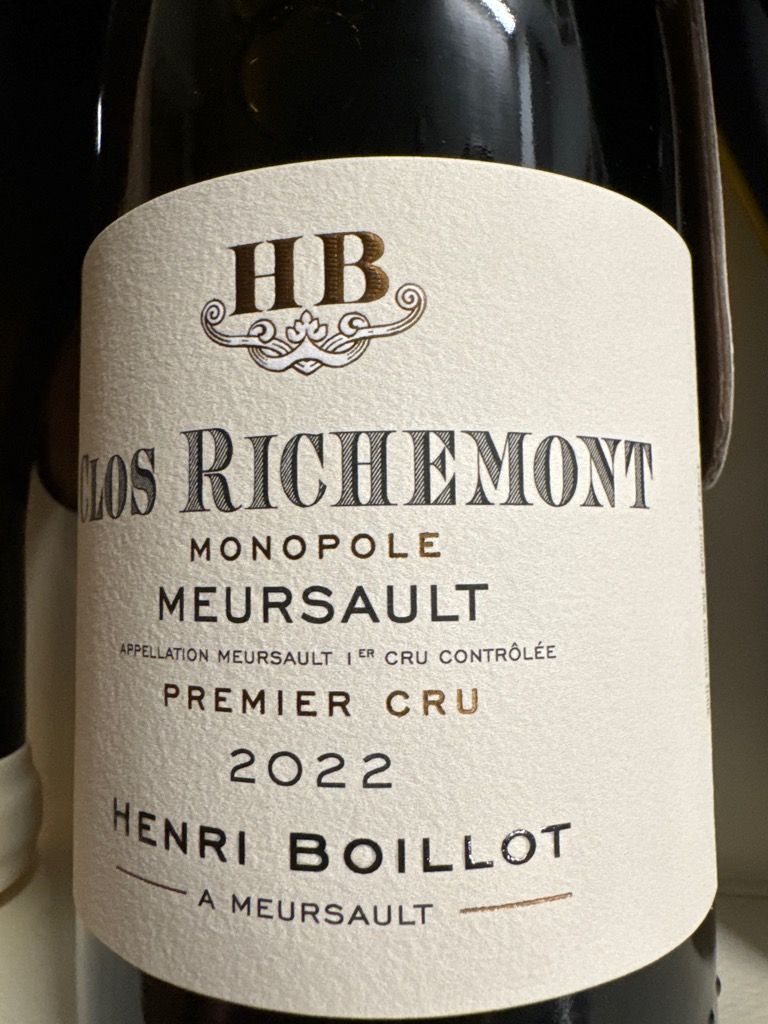 2022 Domaine Henri Boillot Meursault 1er Cru Clos Richemont, France ...