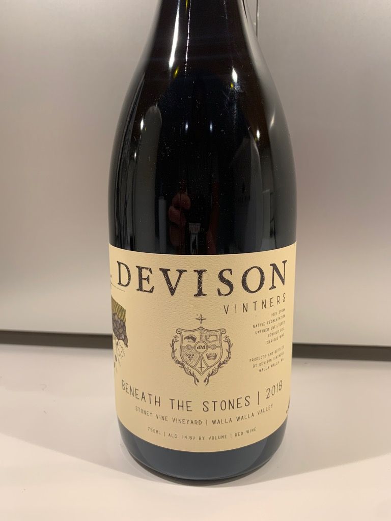 2018 Devison Vintners Syrah Beneath The Stones Stoney Vine Vineyards ...