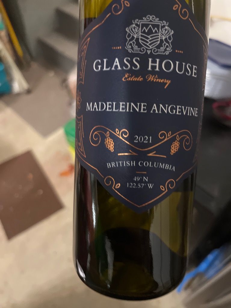 2021 Glass House Estate Winery Madeleine Angevine, Canada, British ...