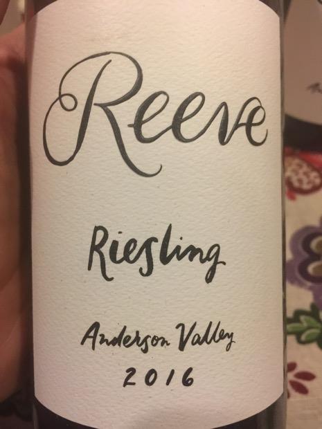 2016 Reeve Wines Riesling, USA, California, North Coast, Anderson ...