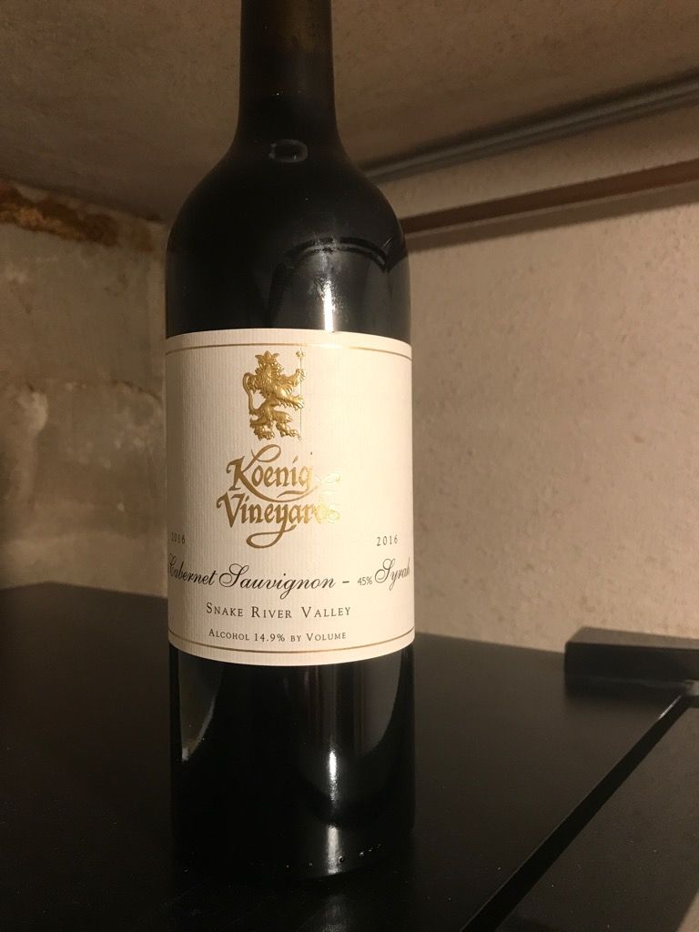 2016 Koenig Vineyards 50% Cabernet Sauvignon / 50% Syrah, USA, Idaho ...