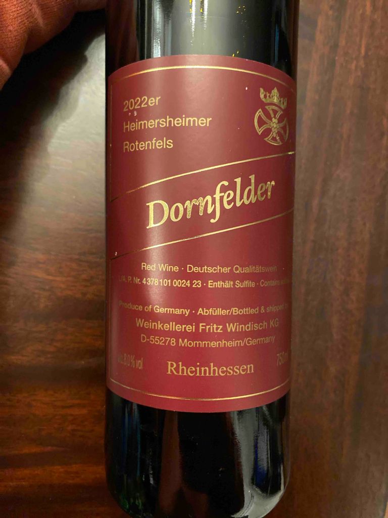 2022 Fritz Windisch Heimersheimer Rotenfels Dornfelder, Germany ...