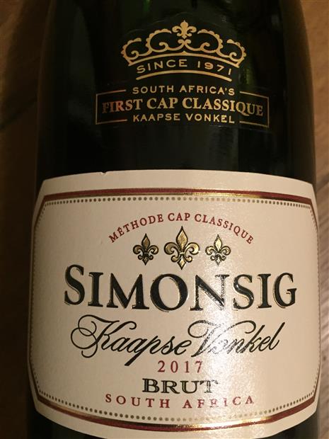 2017 Simonsig Kaapse Vonkel Brut Cap Classique, South Africa, Coastal ...