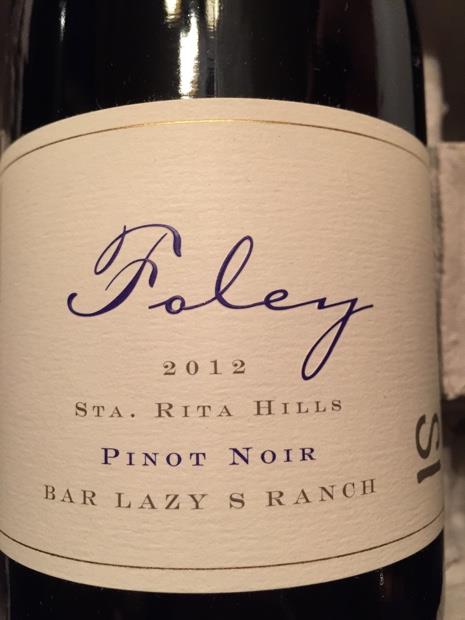 2012 Foley Estates Pinot Noir Bar Lazy S Ranch, USA, California ...