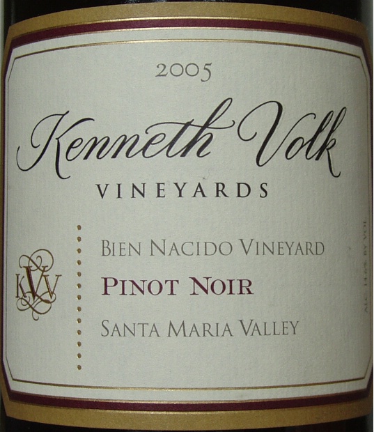 2009 Kenneth Volk Pinot Noir Bien Nacido Vineyard, USA, California ...