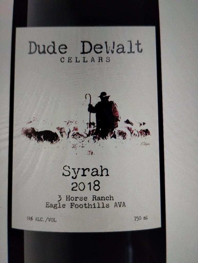 2018 Dude DeWalt Cellars Syrah 3 Horse Ranch Vineyard, USA, Idaho ...