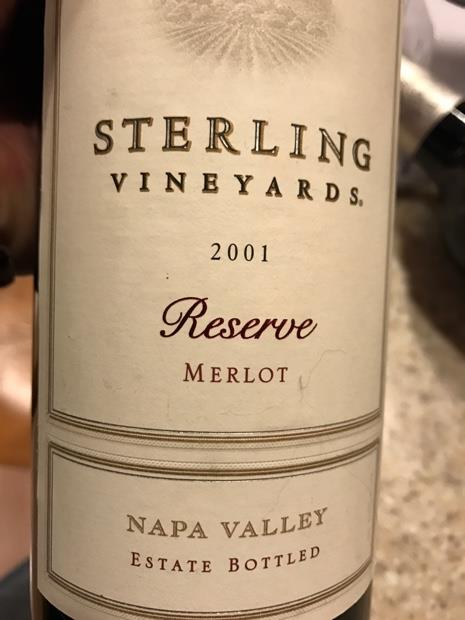 2001 Sterling Vineyards Merlot Reserve, USA, California, Napa Valley ...