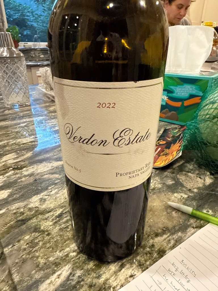 2022 Verdon Estate Proprietary Red Reserve No. 5, USA, California ...