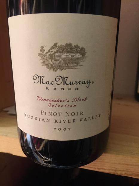 2007 MacMurray Ranch Pinot Noir Winemaker's Block Selection Russian ...