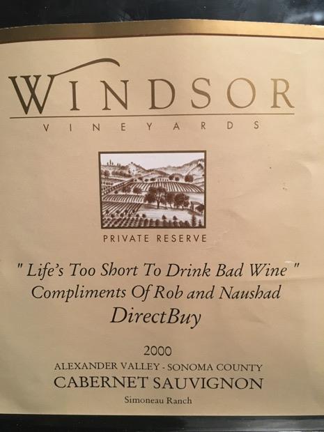 2000 Windsor Vineyards Cabernet Sauvignon Private Reserve Alexander ...