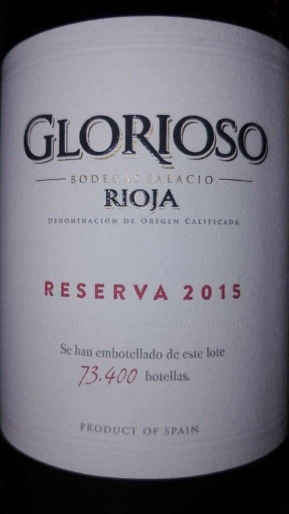 2015 Bodegas Palacio Rioja Glorioso Reserva, Spain, La Rioja, Rioja ...