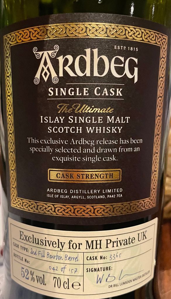 NV Ardbeg 18 Year Old Single Cask #3365 for MH Private UK Single Malt ...