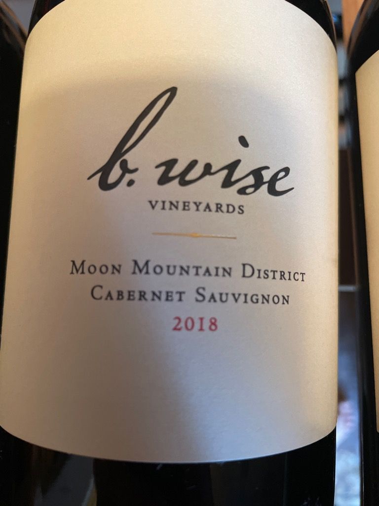 2018 B. Wise Vineyards Cabernet Sauvignon Moon Mountain District, USA ...