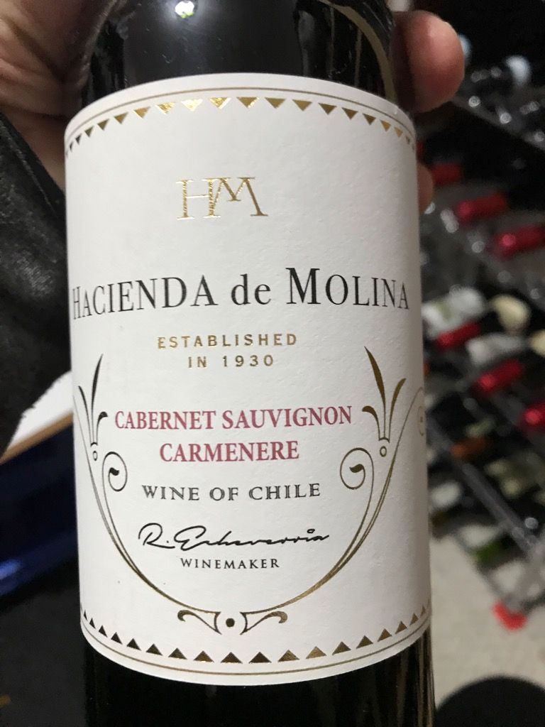 2019 Hacienda De Molina Cabernet Sauvignon/Carmenère, Chile, Curico ...