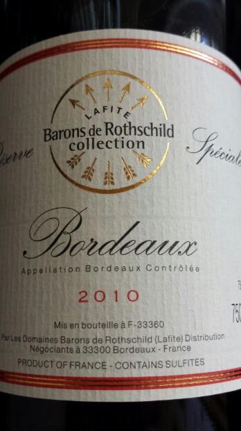 2010 Barons de Rothschild (Lafite) Bordeaux Réserve Spéciale ...