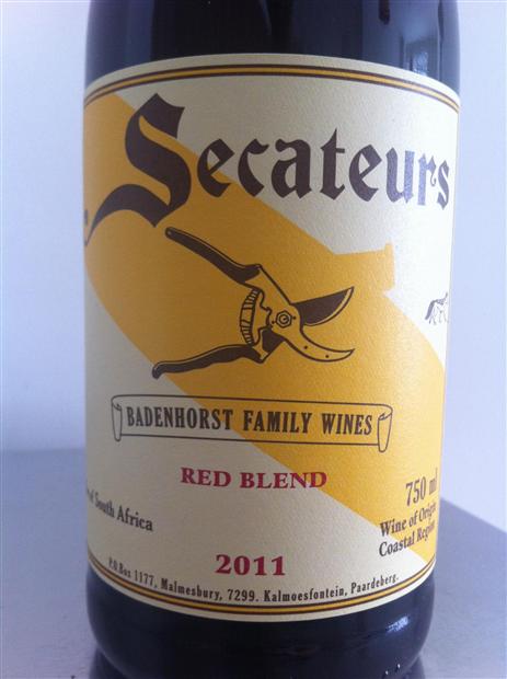 2011 Badenhorst Family Wines Secateurs Red Blend, South Africa, Coastal ...
