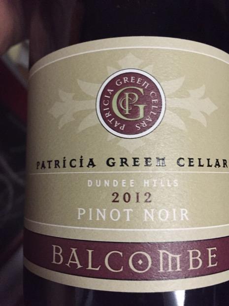 2012 Patricia Green Cellars Pinot Noir Balcombe Vineyard Dundee Hills ...