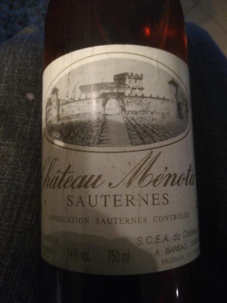 2001 Château Ménota Sauternes, France, Bordeaux, Sauternais, Sauternes ...