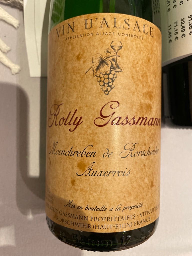 2019 Rolly Gassmann Auxerrois Moenchreben de Rorschwihr, France, Alsace ...