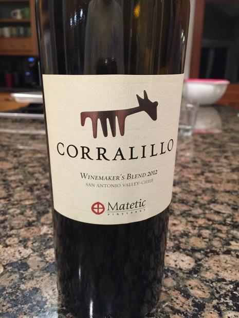 2012 Matetic Vineyards Corralillo Winemaker's Blend, Chile, San Antonio ...