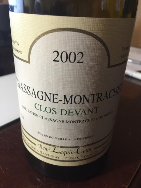 1999 Rene Lequin-Colin Chassagne-Montrachet Clos Devant, France ...