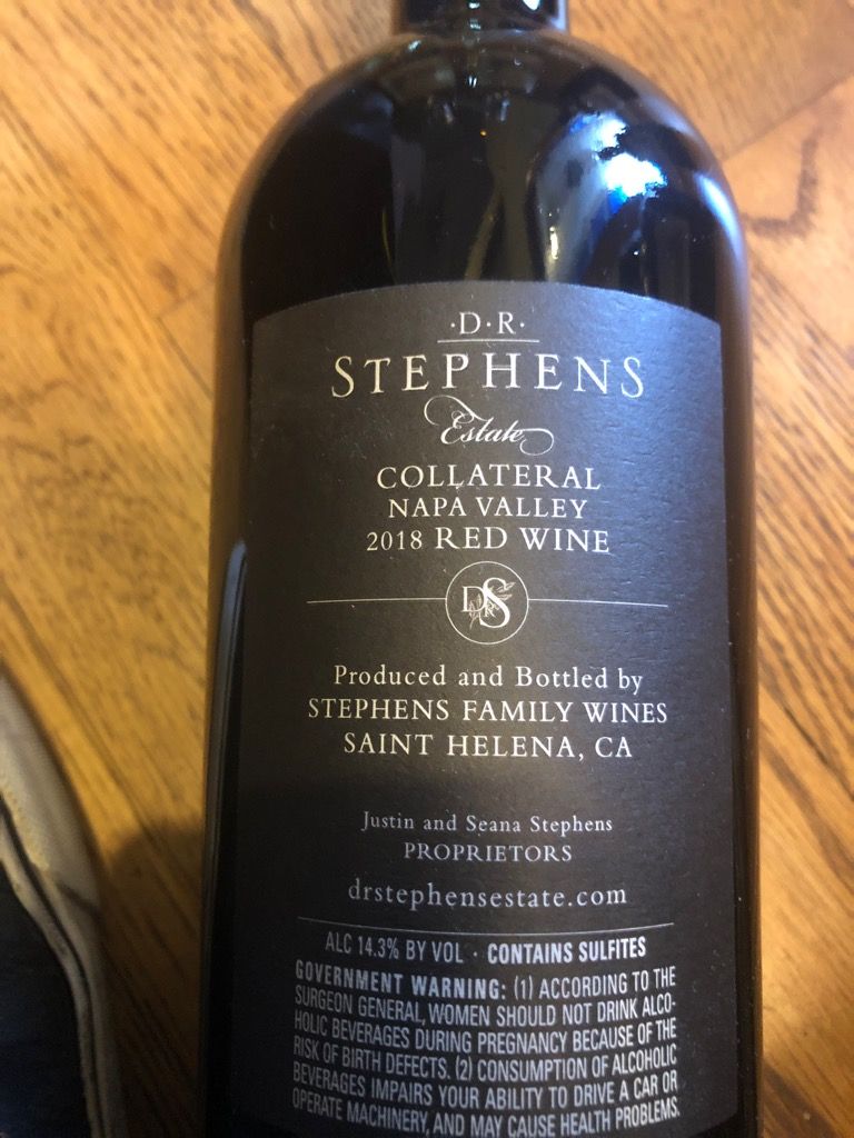 2018 D.R. Stephens Cabernet Sauvignon Collateral Napa Valley, USA, California, Napa Valley ...