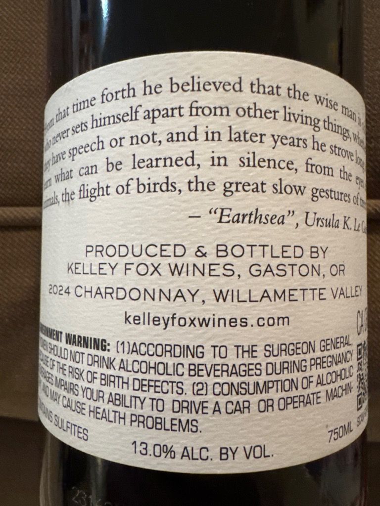 2024 Kelley Fox Wines Chardonnay Willamette Valley, USA, Oregon ...