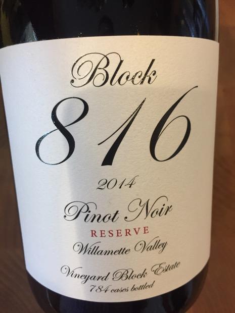 2014 Vineyard Block Estate Pinot Noir Block 816 Reserve, USA, Oregon ...