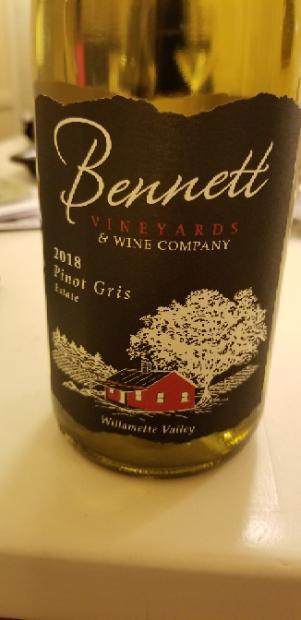 2022 Bennett Vineyards & Wine Co Pinot Gris, USA, Oregon, Willamette ...