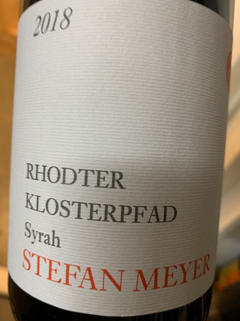 2020 Stefan Meyer Syrah 'Klosterpfad', Germany, Pfalz - CellarTracker