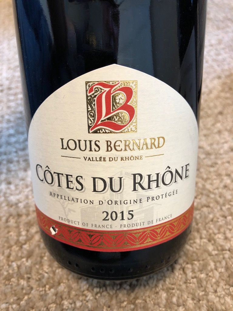 2015 Louis Bernard Côtes du Rhône, France, Rhône, Southern Rhône, Côtes ...