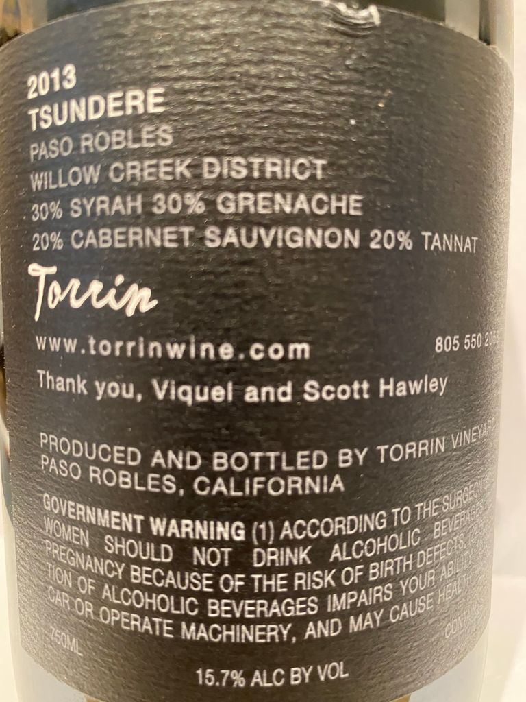 2013 Torrin Tsundere, USA, California, Central Coast, Paso Robles ...