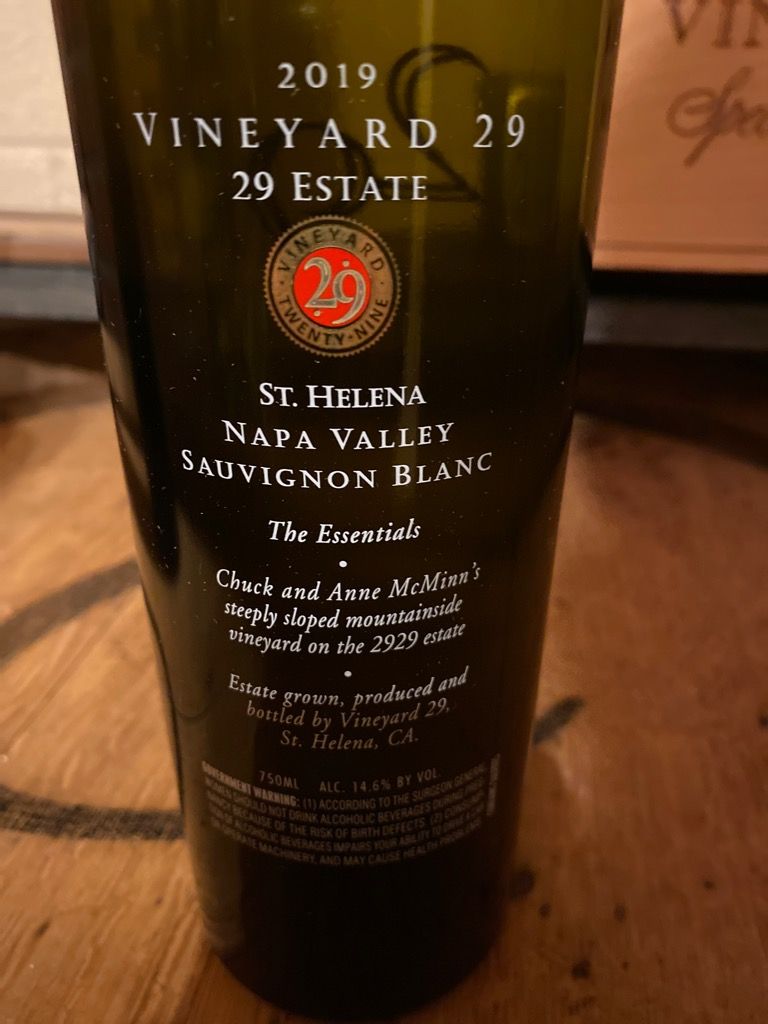 2019 Vineyard 29 Sauvignon Blanc Estate, USA, California, Napa Valley ...