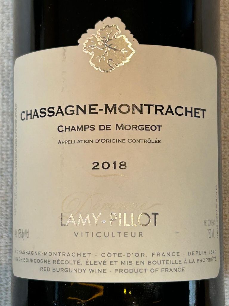 2018 Domaine Lamy-Pillot Chassagne-Montrachet Champs de Morgeot Rouge ...