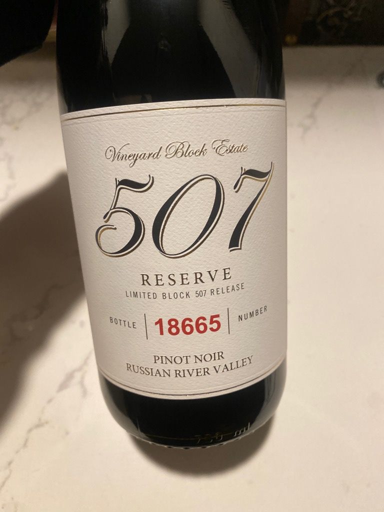 2020 Vineyard Block Estate Pinot Noir Block 507 Reserve, USA ...