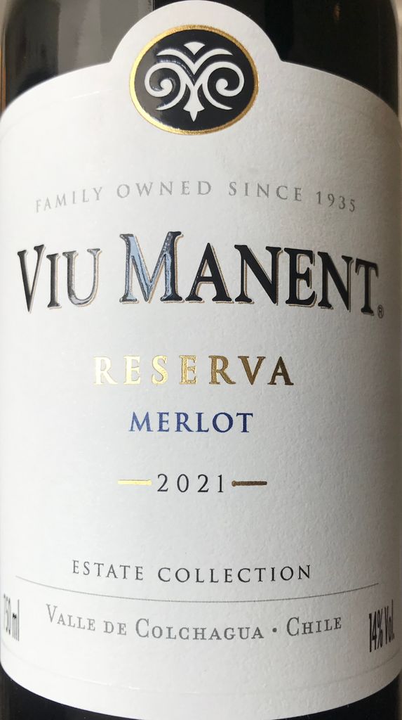 2021 Viu Manent Merlot Reserva, Chile, Rapel Valley, Colchagua Valley - CellarTracker