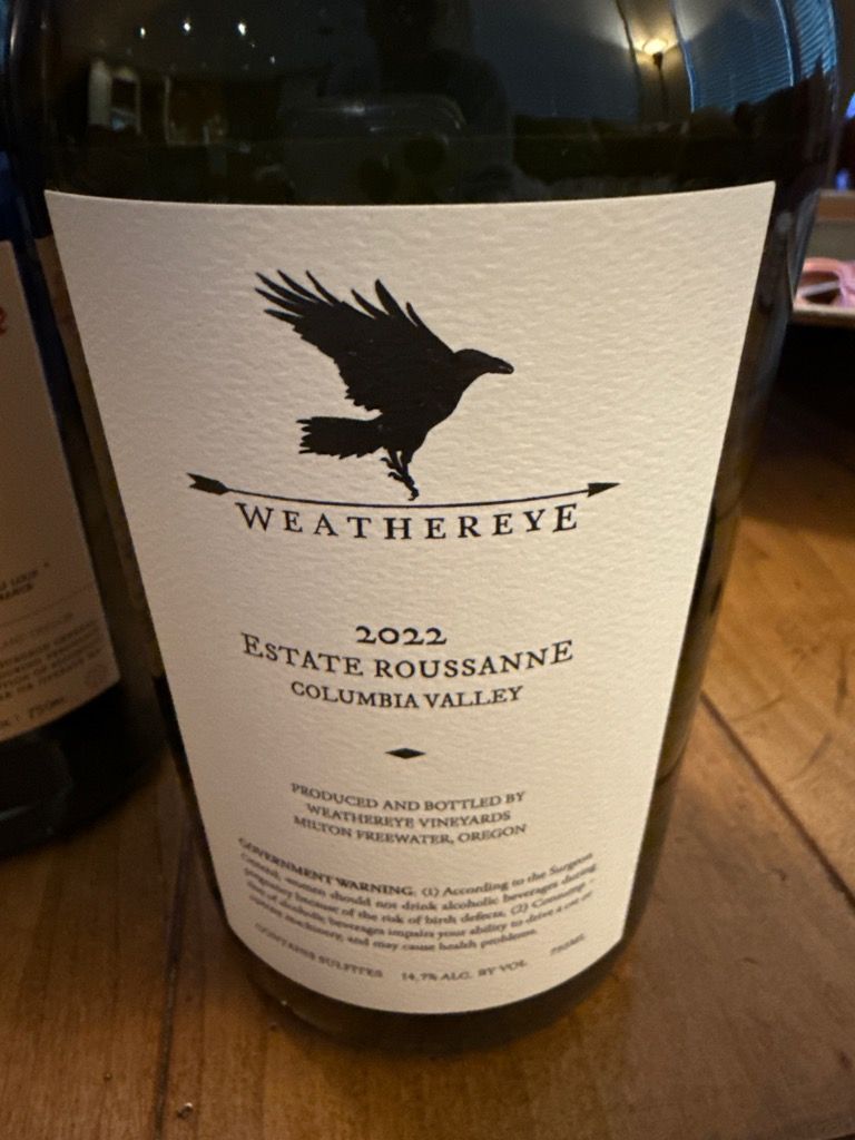 2022 WeatherEye Vineyards Roussanne Estate, USA, Washington, Columbia ...