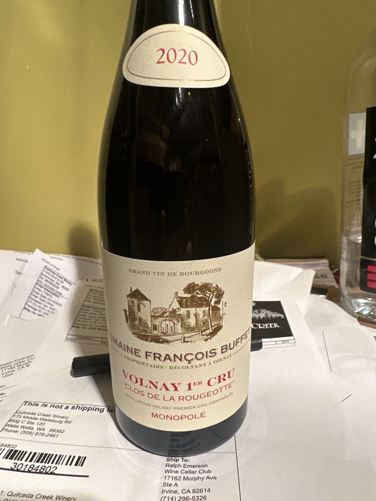 2020 Domaine François Buffet Volnay 1er Cru Clos de la Rougeotte ...
