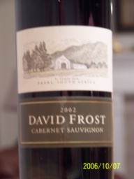 2003 David Frost Cabernet Sauvignon, South Africa, Coastal Region ...
