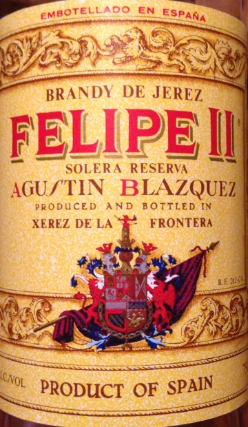 NV Brandy Felipe II Solera Reserva Jerez de la Frontera, Spain ...