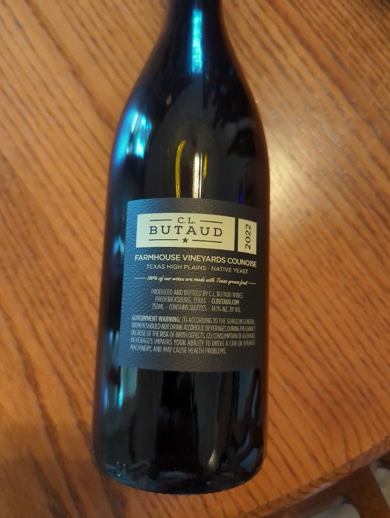 2022 C.L. Butaud Counoise Farmhouse Vineyards, USA, Texas - CellarTracker