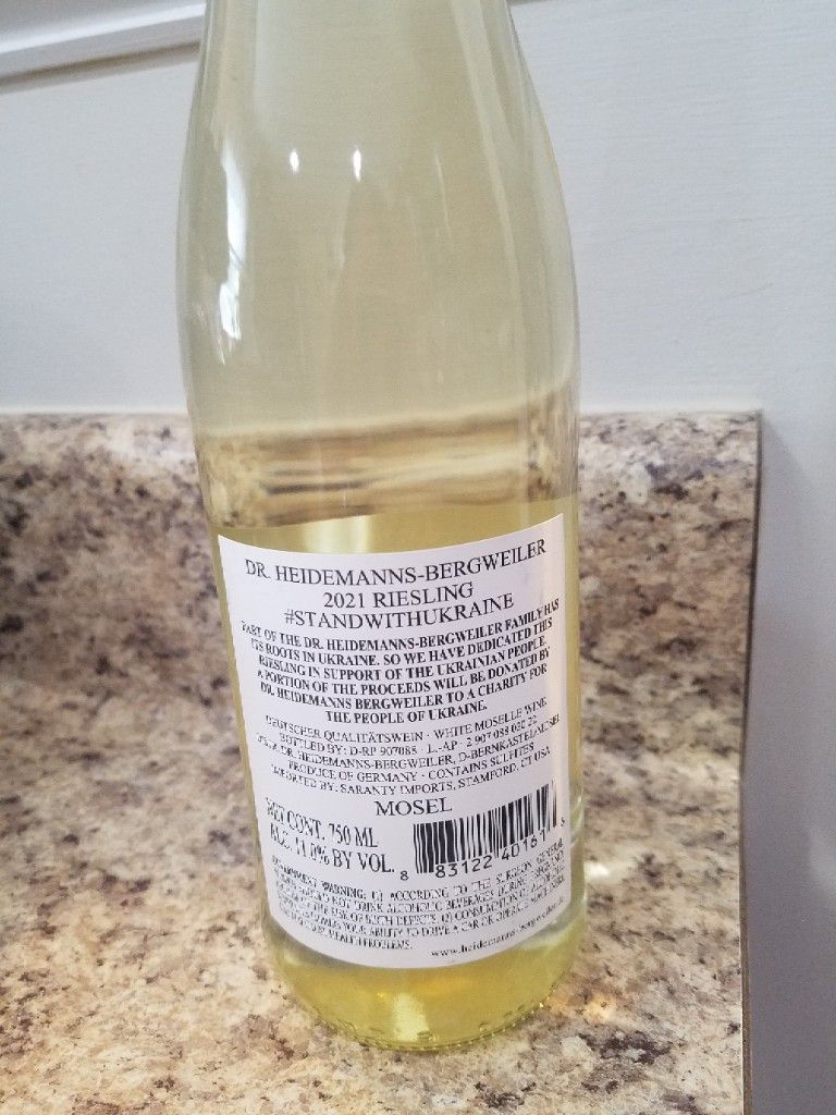 2021 Dr. Heidemanns-Bergweiler Riesling Stand With Ukraine, Germany ...