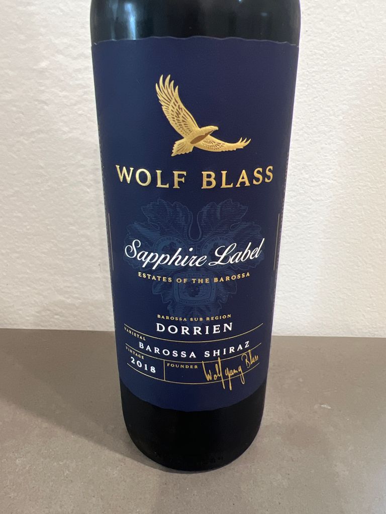 2018 Wolf Blass Shiraz Sapphire Label-Dorrien Shiraz 5352, Australia ...